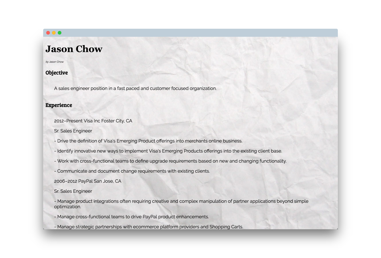 Jason Chow | Résumé